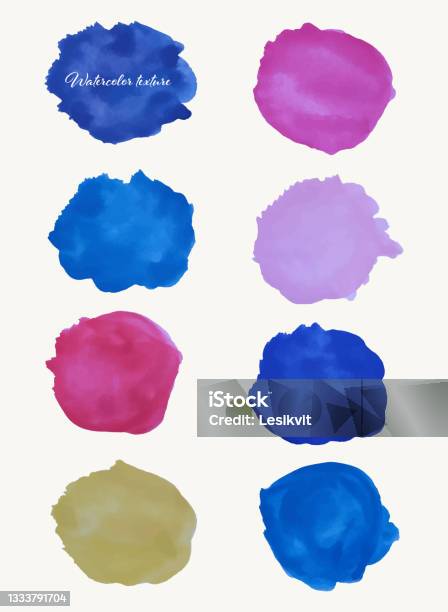 Collection Of Watercolor Brush Circles Isolatedset Of Colored Blots
