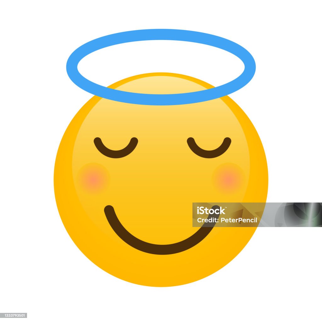 Vetores De Angel Smiley Ícone Emoji Emoticon Sorrir Emoção Desenho