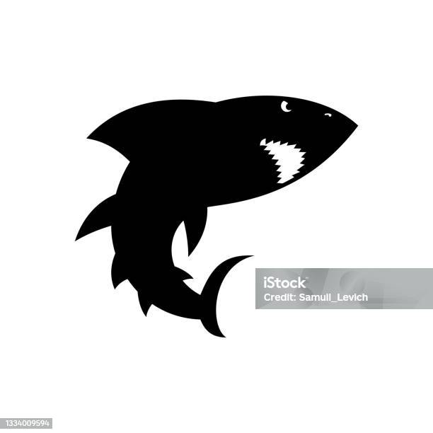 Signe Dicône De Requin Isolé Symbole Du Prédateur Marin Illustration