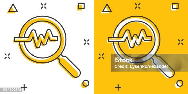 Vector Kartun Memperbesar Ikon Kaca Dalam Gaya Komik Analisis Loupe