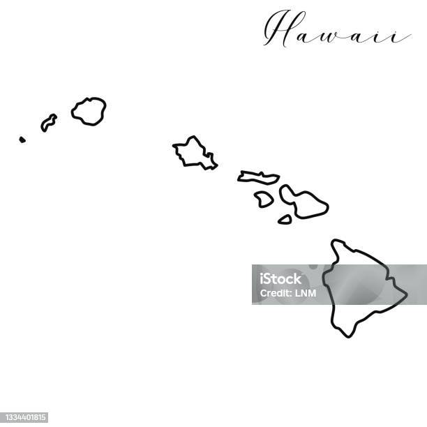 Illustration De La Ligne Vectorielle De La Carte Dhawaï Vecteurs Libres