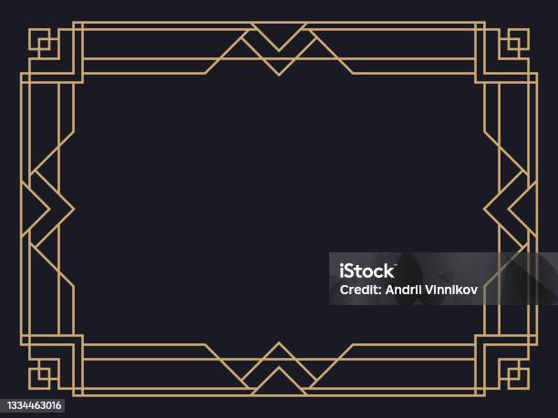Bingkai Art Deco Perbatasan Linier Vintage Rancang Templat Untuk