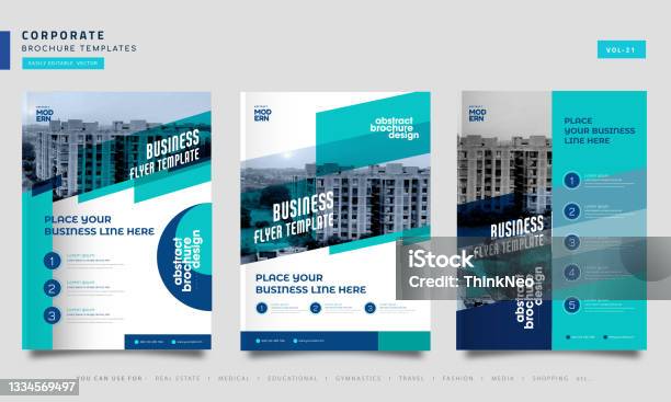 Set Desain Flyer Sampul Laporan Bisnis Perusahaan Brosur Atau Desain