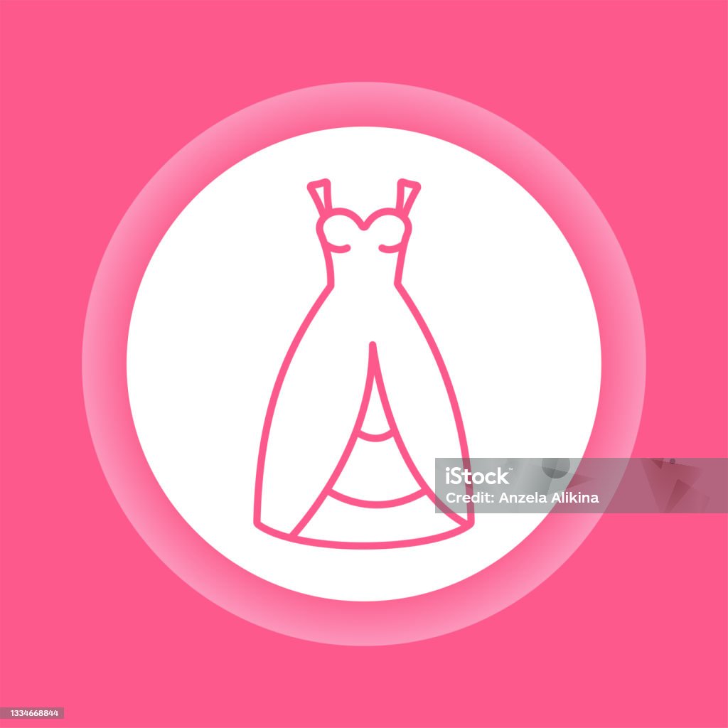 Ikon Garis Warna Pakaian Pengantin Gaun Pengantin Elemen Vektor