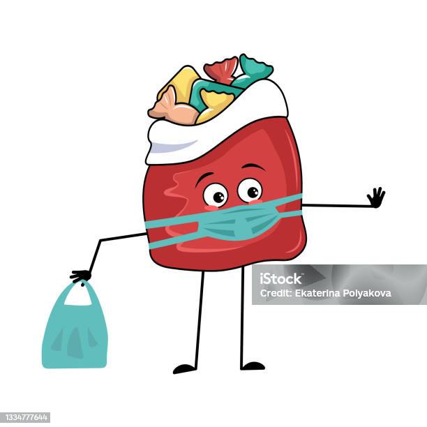 Karakter Tas Merah Imut Dengan Hadiah Tahun Baru Dengan Emosi Sedih