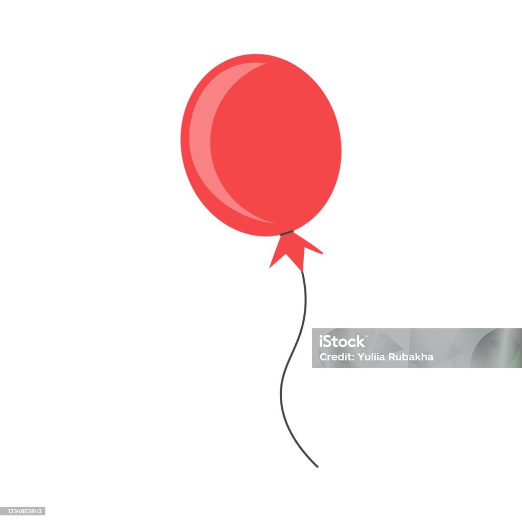 Ballon Dhélium Rouge Isolé Sur Fond Blanc Illustration Vectorielle