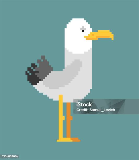 Pixel Art De Goéland Mouette 8 Bits Illustration Vectorielle Pixélisée