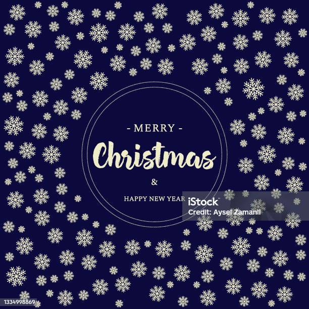 Kartu Ucapan Natal Dan Tahun Baru Dengan Kepingan Salju Dan Huruf