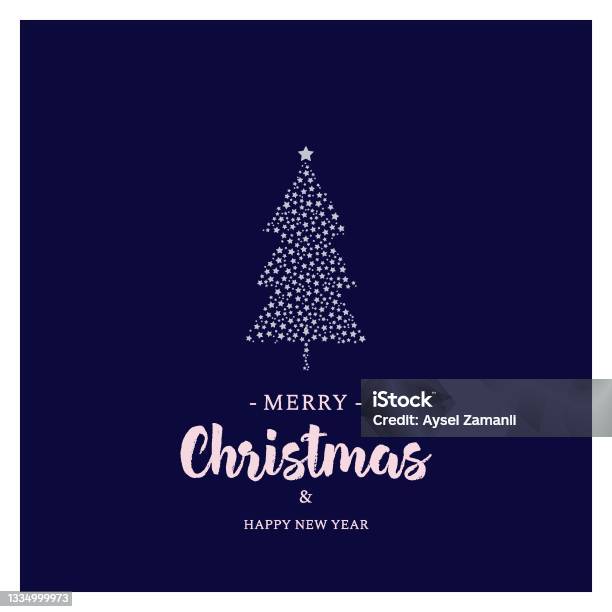Kartu Ucapan Natal Dan Tahun Baru Dengan Starry Tree Dan Huruf