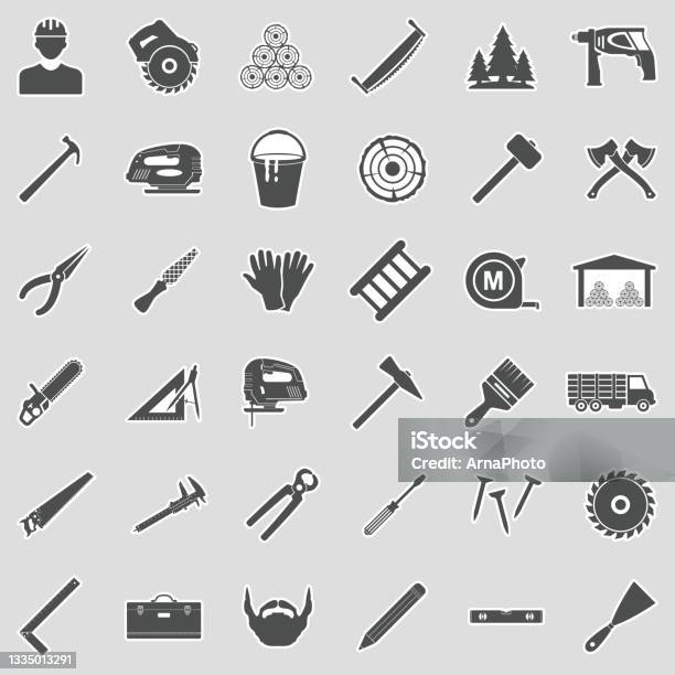 Ikon Tukang Kayu Desain Stiker Ilustrasi Vektor Ilustrasi Stok Unduh