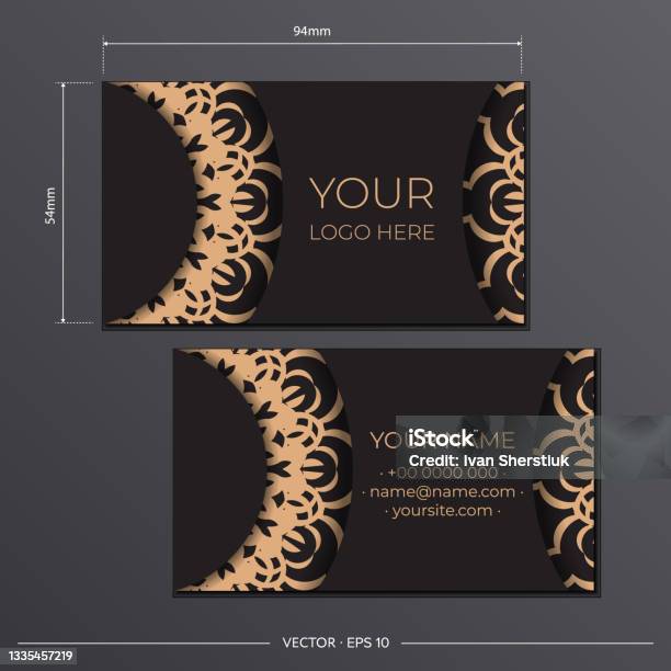 Vector Siap Cetak Desain Kartu Nama Warna Hitam Dengan Pola Yunani