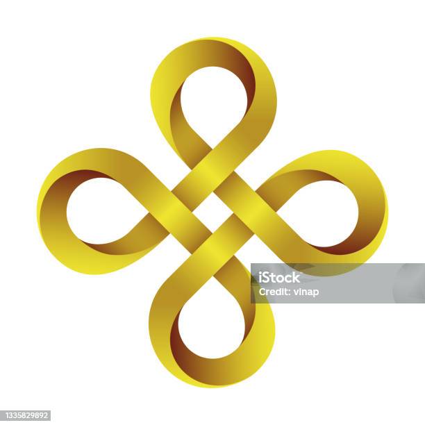 Croix De Bowen En Bande Mobius Dor Entrelacée Symbole De Clé De