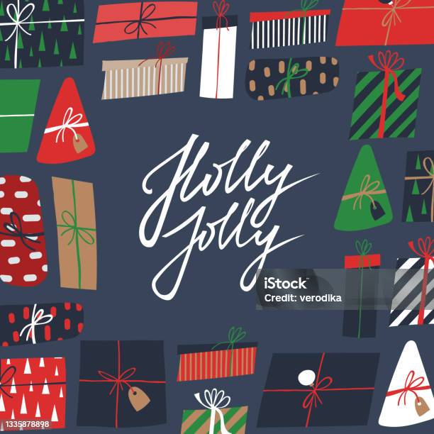 Holly Jolly Christmas Menyajikan Kartu Ucapan Dengan Tipografi Tulisan