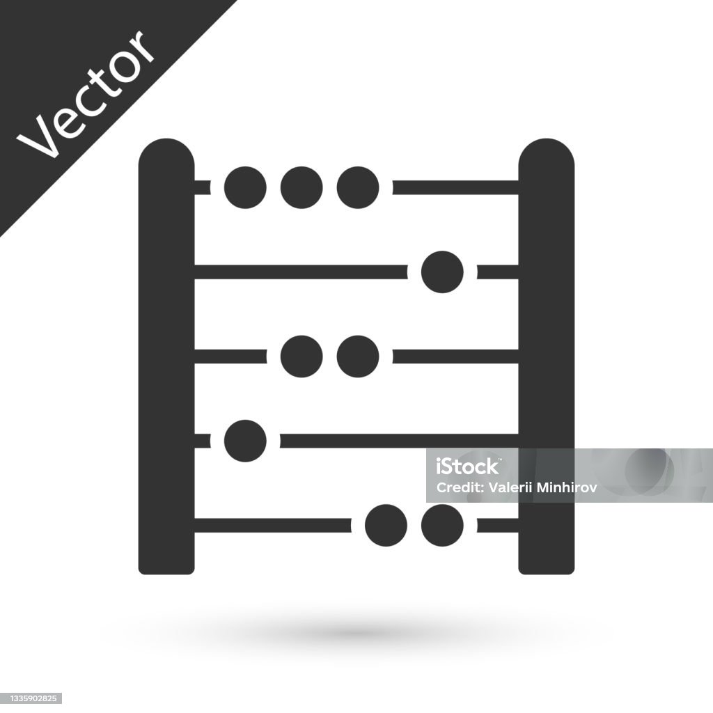 Ikon Abacus Abuabu Terisolasi Di Latar Belakang Putih Bingkai