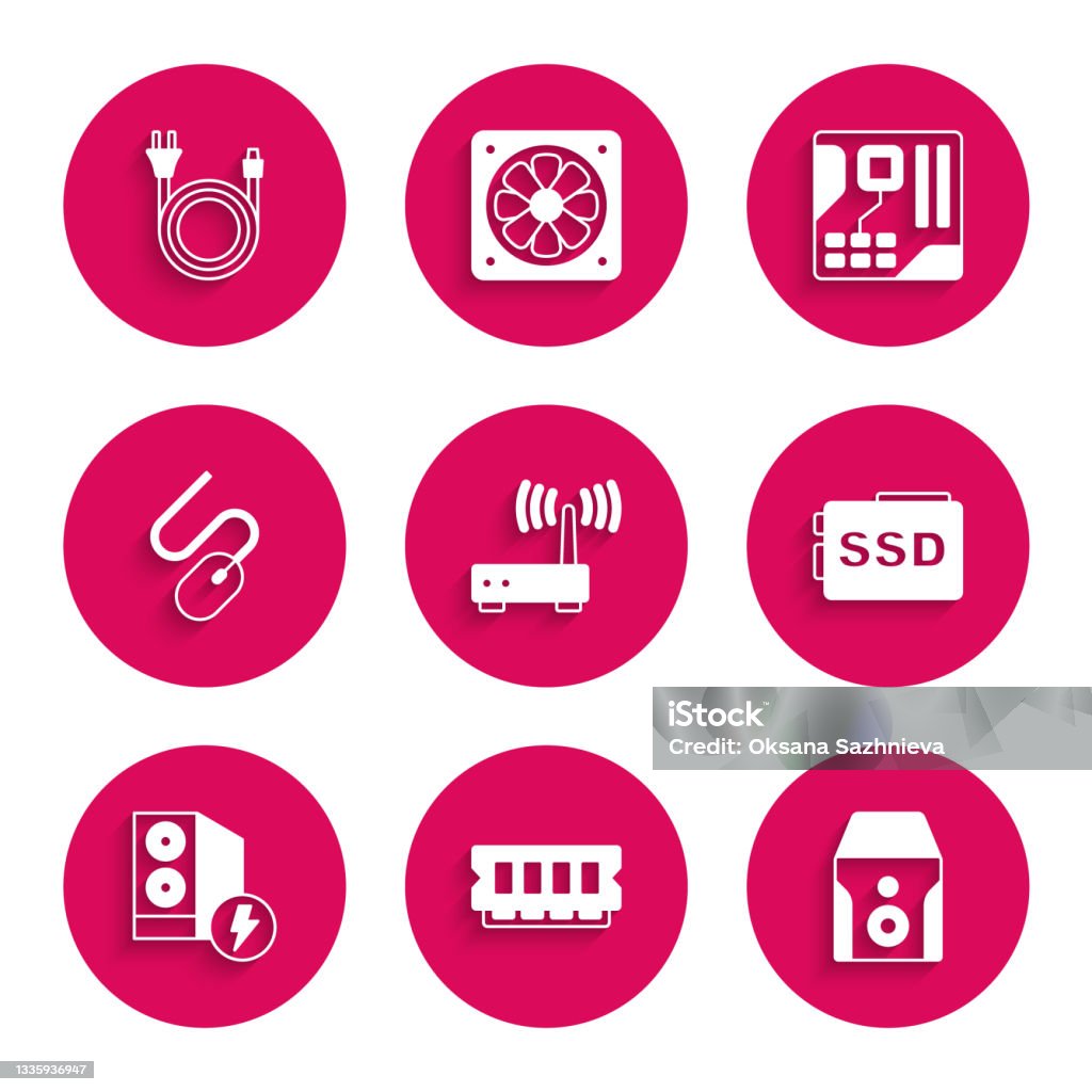 Set Router And Wifi Signal Ram Random Access Memory Uninterruptible Power Supply Ssd Card Case