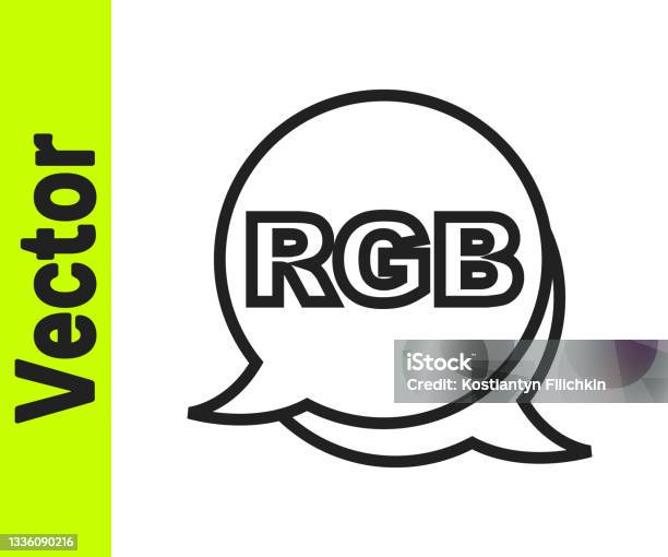Ligne Noire Bulle De Parole Avec Icône De Mélange De Couleurs Rvb Et