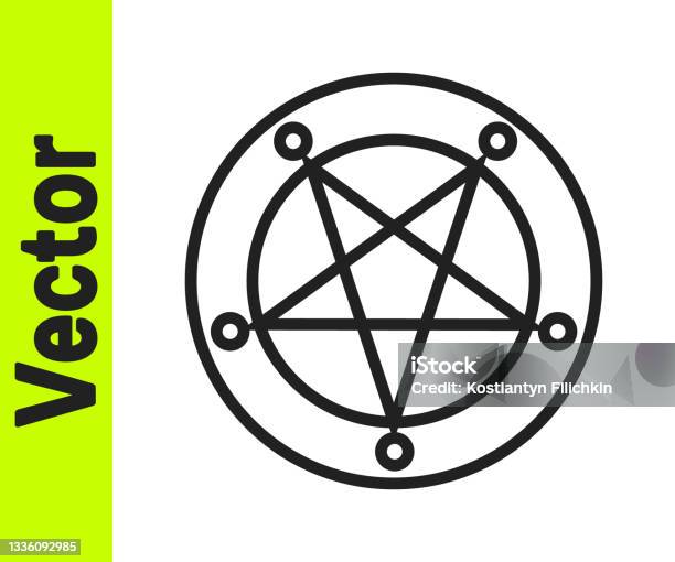 Ligne Noire Pentagramme Dans Une Icône De Cercle Isolée Sur Fond Blanc
