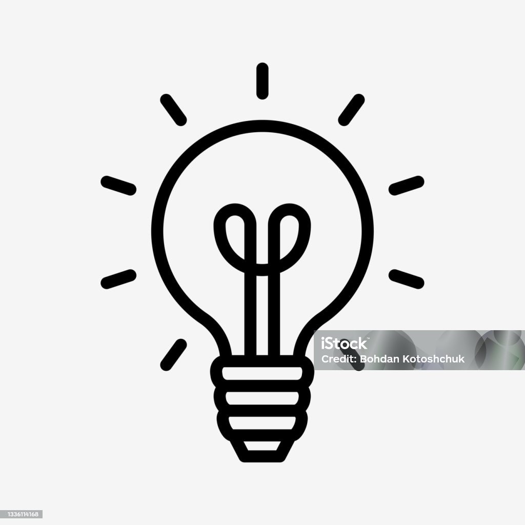 Icône Ampoule Icône Dampoule Icône De Contour Didée Symbole Didée