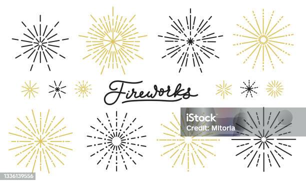 Icône De Ligne Fireworks Définie Isolément Sur Blanc Collection De Feux