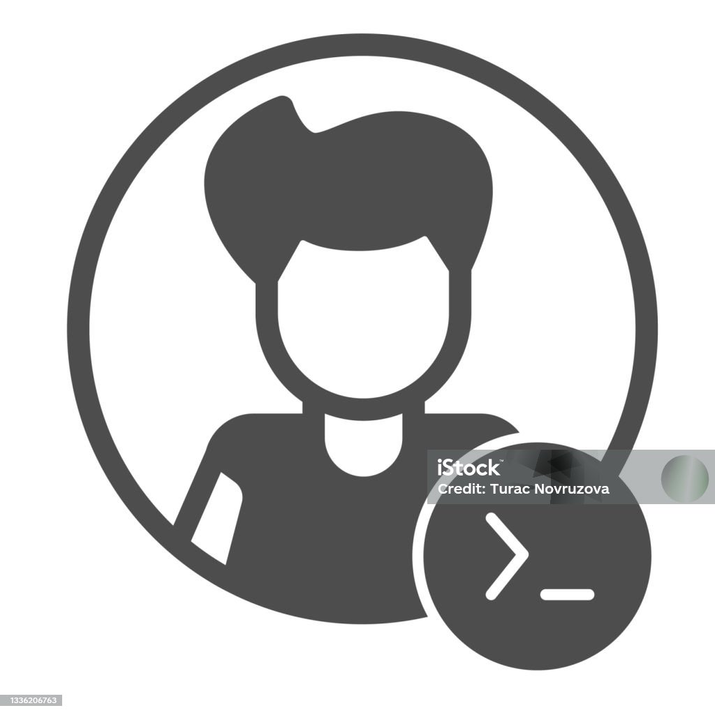 Guy Command Line In Circle Backend Developer Solid Icon Ui Concept Programmer Vector Sign On