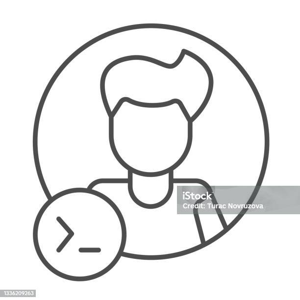 Guy Command Line In Circle Backend Developer Thin Line Icon Ui Concept Programmer Vector Sign On