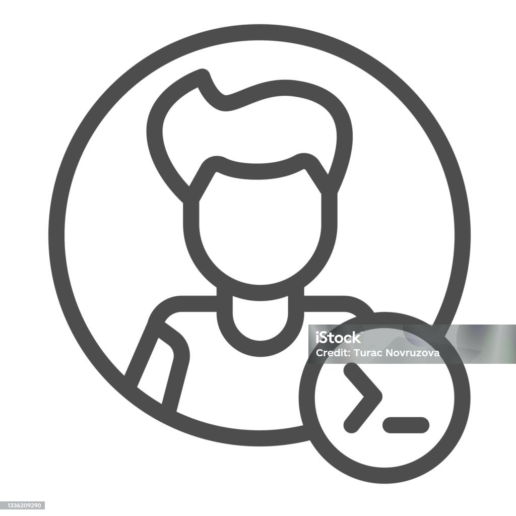 Guy Command Line In Circle Backend Developer Line Icon Ui Concept Programmer Vector Sign On