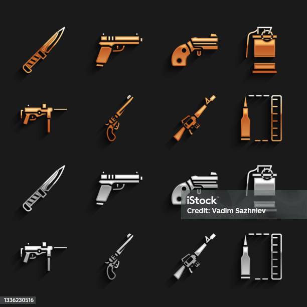 Set Revolver Gun Hand Smoke Grenade Bullet M16a1 Rifle Submachine M3