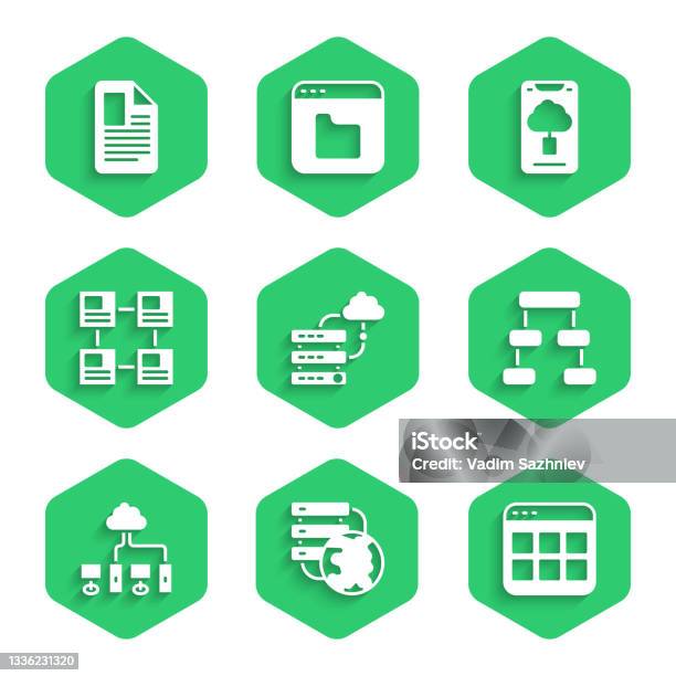Set Network Cloud Connection Browser Files Hierarchy Organogram Chart Computer Network Cloud