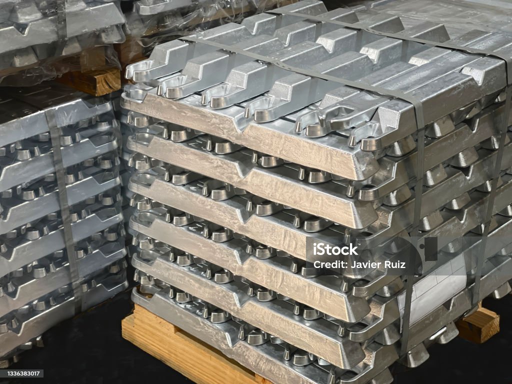 Aluminum Ingots Stacked On A Pallet Raw Material Aluminum Alloy Ready ... Aluminum Ingots Stacked On A Pallet Raw Material Aluminum Alloy Ready ...
