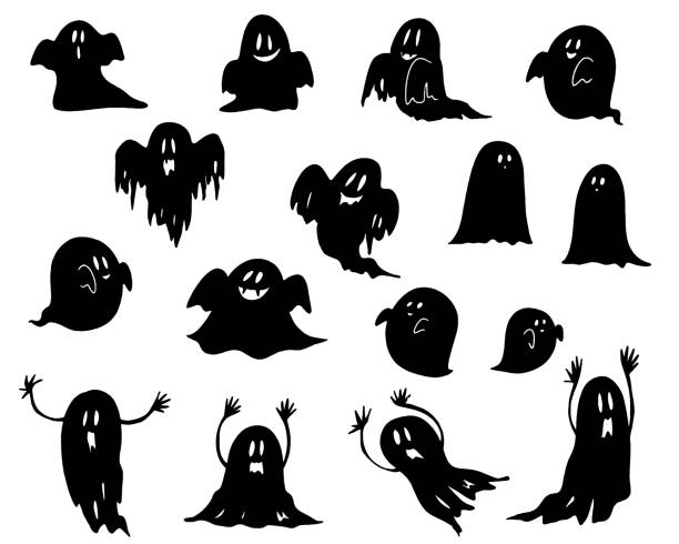 Happy Ghost Clip Art Black And White