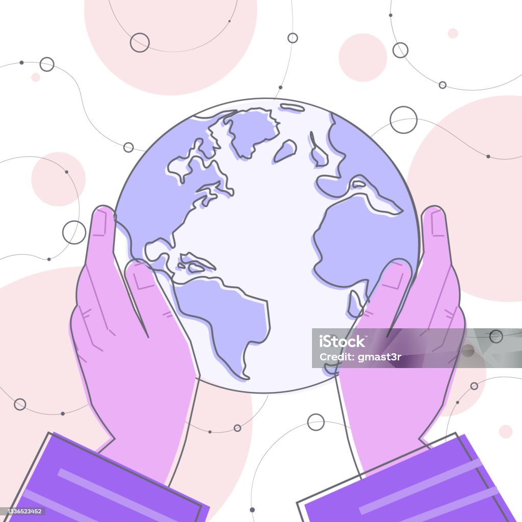 Human Hands Holding Globe Environmental Protection Supporting Earth