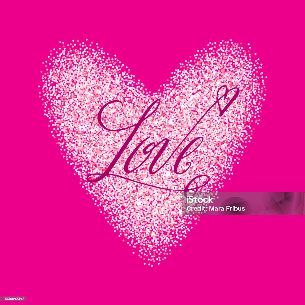 Love Valentines Day Glitter Heart Greeting Card Stock Illustration