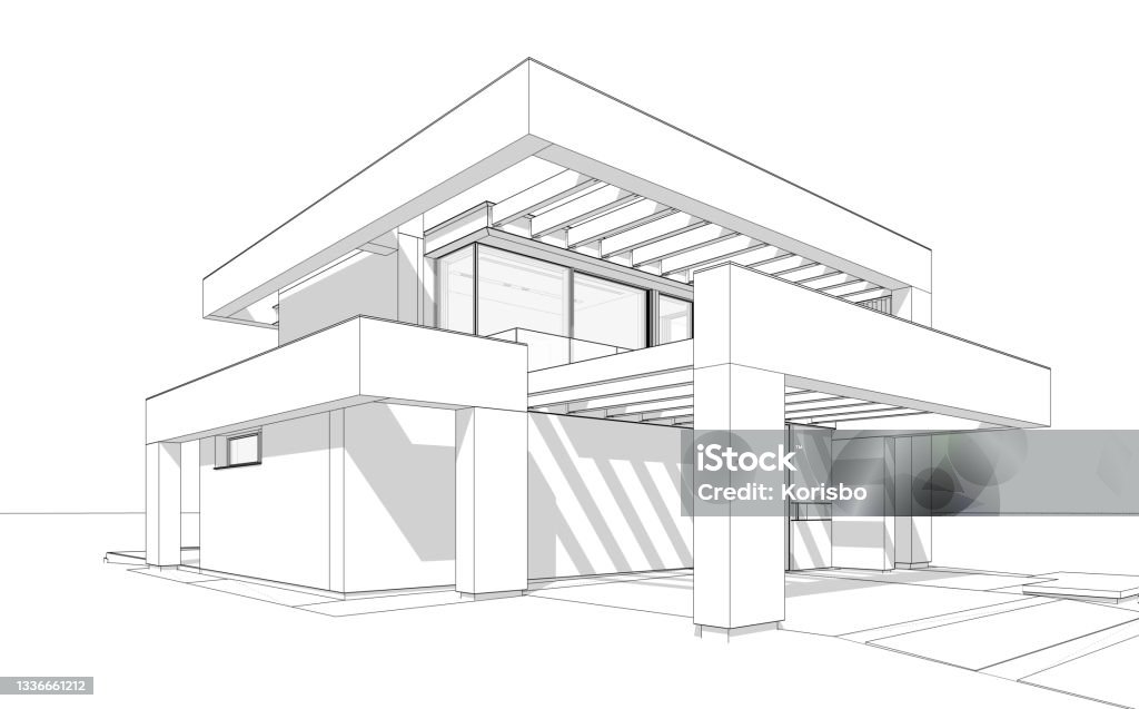 Rendering 3d Rumah Modern Dalam Garis Hitam Bergaya Mewah Dengan Latar ... Rendering 3d Rumah Modern Dalam Garis Hitam Bergaya Mewah Dengan Latar ...
