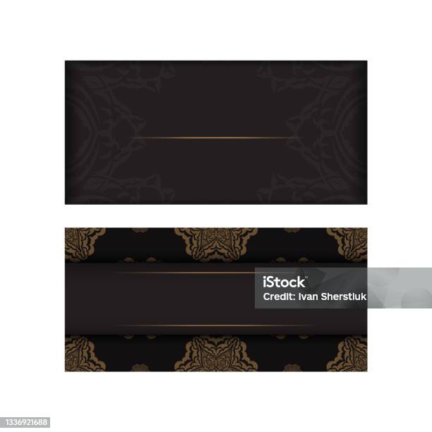Desain Kartu Pos Siap Cetak Berwarna Hitam Dengan Corak Mewah Template