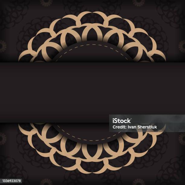 Square Vector Siap Cetak Desain Kartu Pos Warna Hitam Dengan Ornamen