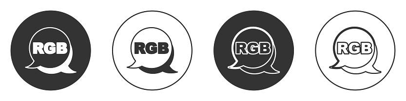 Bulle Black Speech Avec Icône De Mélange De Couleurs Rvb Et Cmjn Isolée
