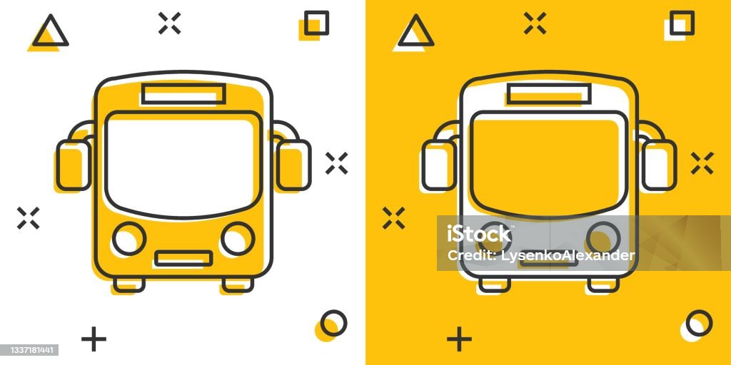 Icône Dautobus Scolaire Dans Un Style Comique Illustration De Dessin