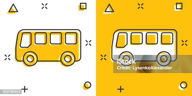 Icône Dautobus Scolaire Dans Un Style Comique Illustration De Dessin