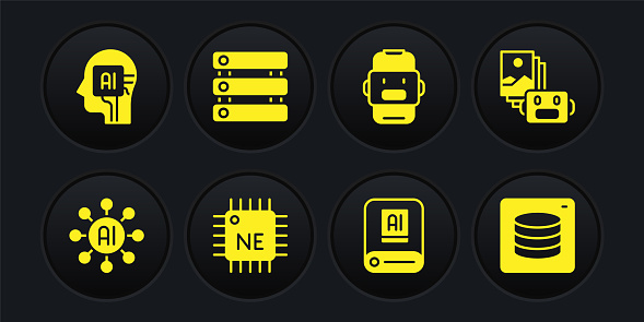Set Neural Network Artificial Intelligence Robot Processor Cpu Ai Chat Server Data And Humanoid