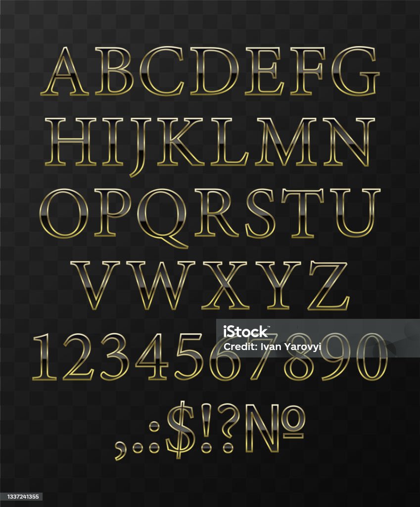 Gold Font Numbers And Letters Alphabet Typography Vector Golden Font ... Gold Font Numbers And Letters Alphabet Typography Vector Golden Font ...