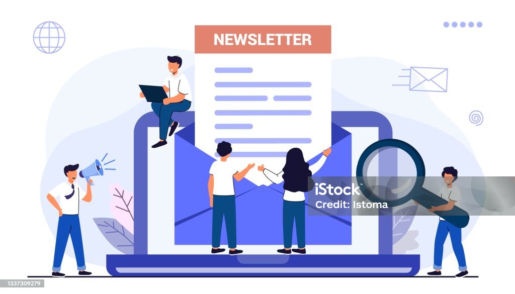 Vetores De Assine Agora A Nossa Ilustração Vetorial Da Newsletter Com