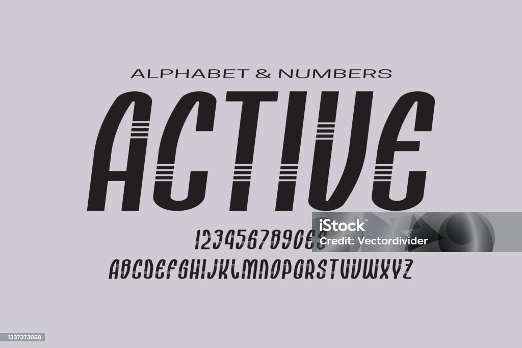 Font Tampilan Miring Aktif Huruf Modern Angka Dan Tanda Mata Uang