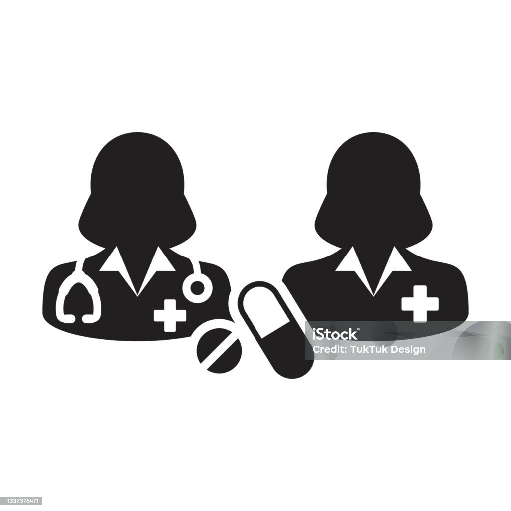 Dokter Ikon Keperawatan Dengan Vektor Pasien Dengan Pil Dan Tablet