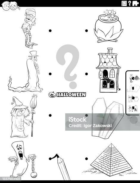 Cocok Dengan Karakter Halloween Dan Objek Mewarnai Halaman Buku ... Cocok Dengan Karakter Halloween Dan Objek Mewarnai Halaman Buku ...