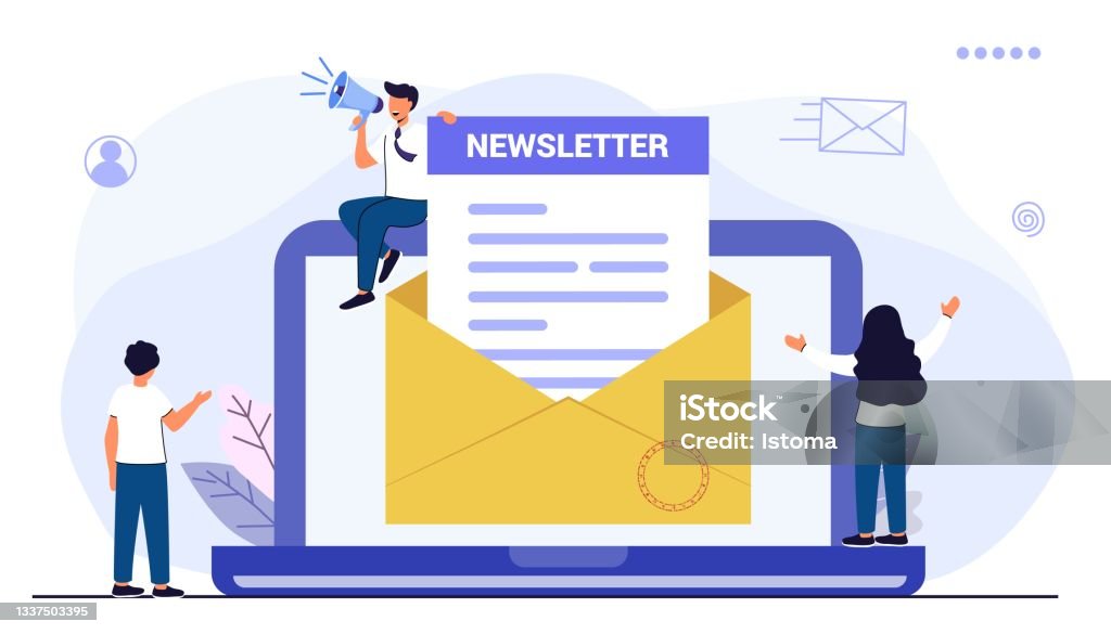 Vetores De Assine Agora A Nossa Ilustração Vetorial Da Newsletter Com