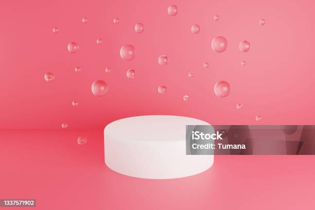 Pastel Pink Minimal Latar Belakang 3d Desain Poster Dengan Platform