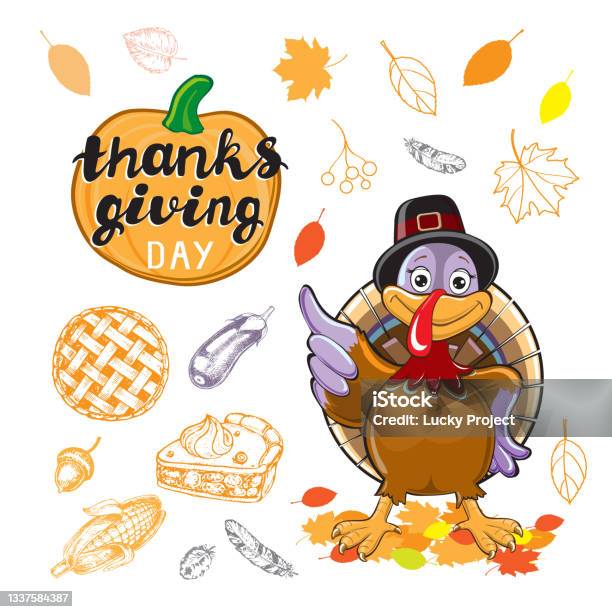 Latar Belakang Thanksgiving Kartu Dengan Kalkun Bahagia Dan Elemen ... Latar Belakang Thanksgiving Kartu Dengan Kalkun Bahagia Dan Elemen ...