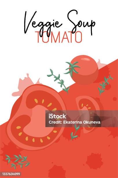 Sup Tomat Sayuran Atau Desain Kemasan Jus Ilustrasi Kartun Tomat Vektor