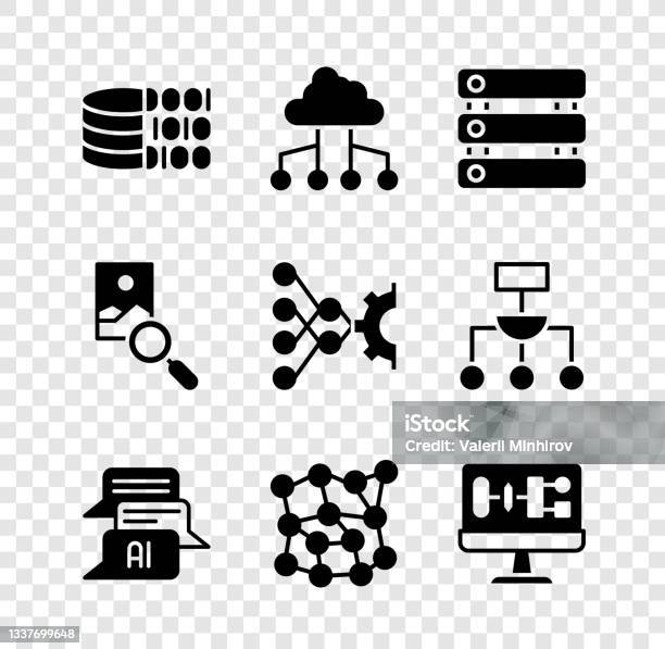 Set Binary Code Network Cloud Connection Server Data Chat Bot Neural Network Algorithm Photo