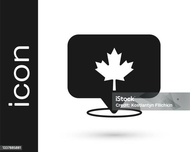 Icône Noire De La Feuille Dérable Canadienne Isolée Sur Fond Blanc